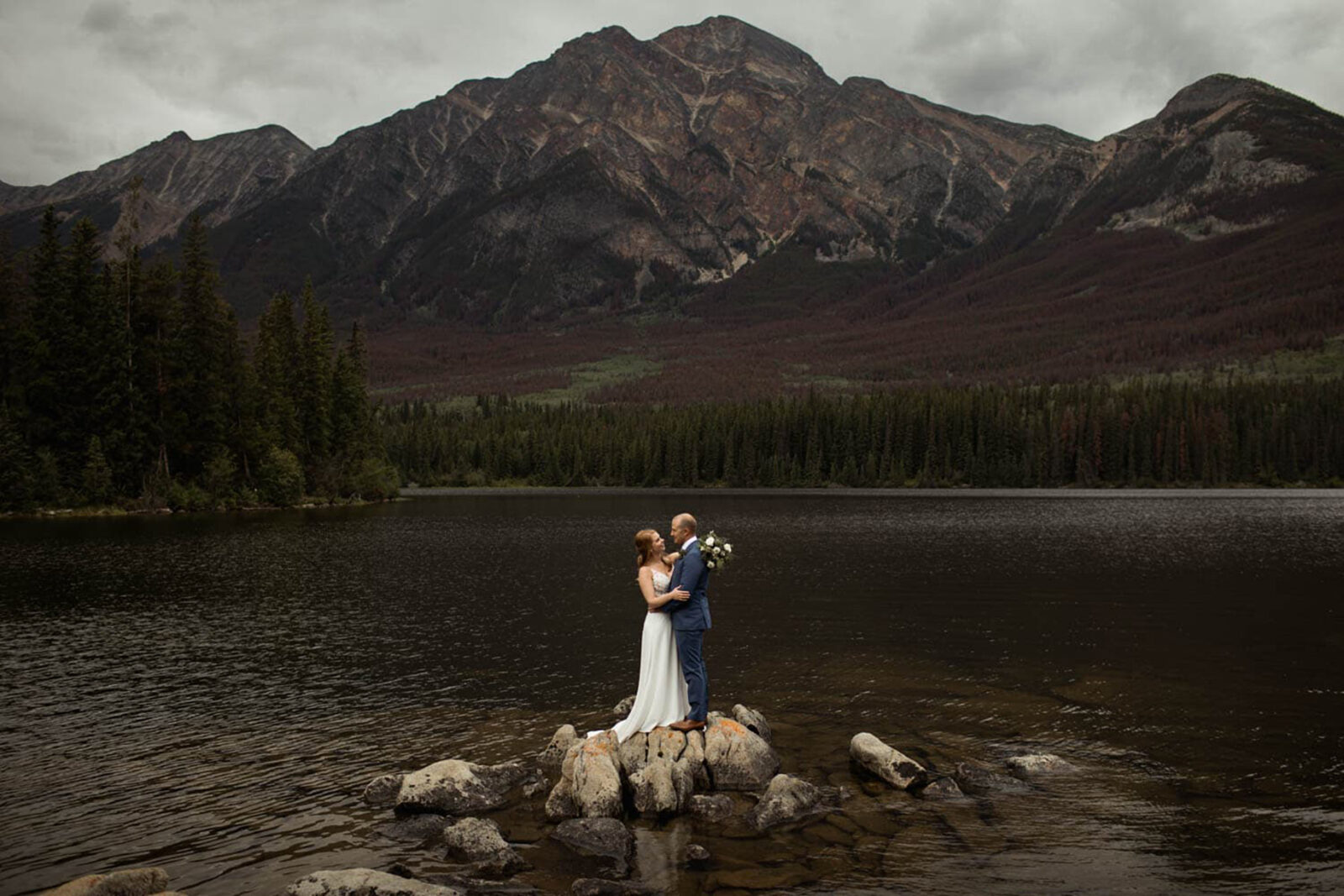 Pyramid Island Wedding - Jasper National Park - Willow and Wolf Banff ...